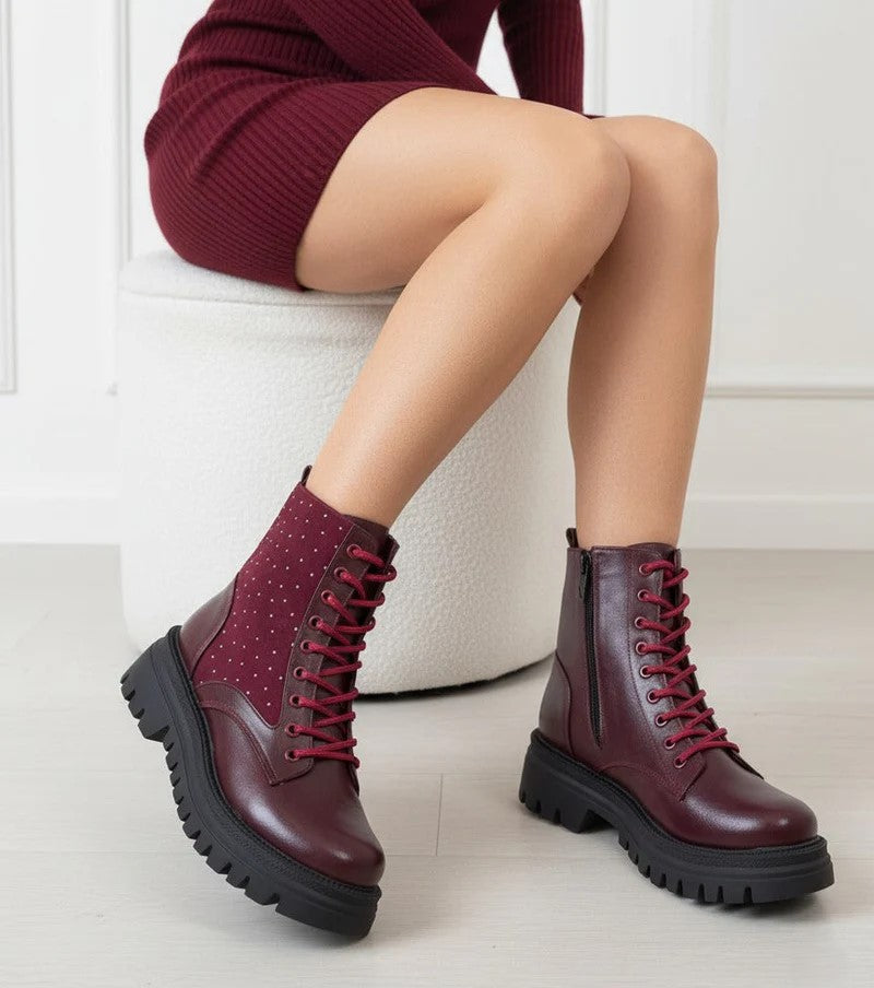 Boots leather with diamonds on the side – B-50 – Vbranda